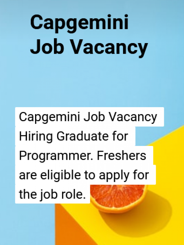 Capgemini Job Vacancy Hiring Technical Graduates - KickCharm